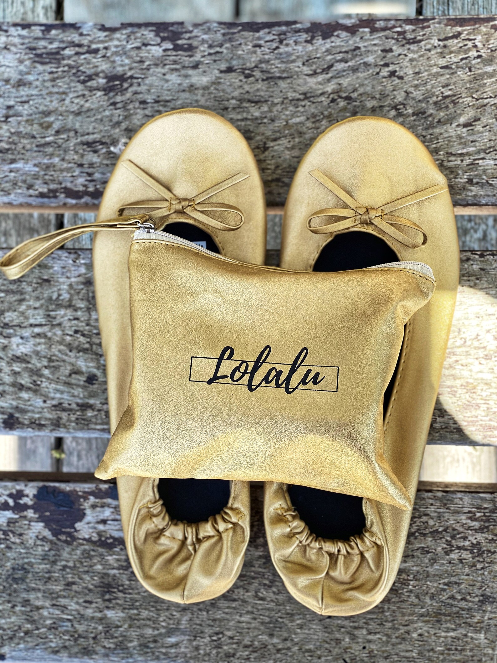 Lolalu Gold Rollable Flats ,rollable Shoe, Foldable Flats, Wedding ...