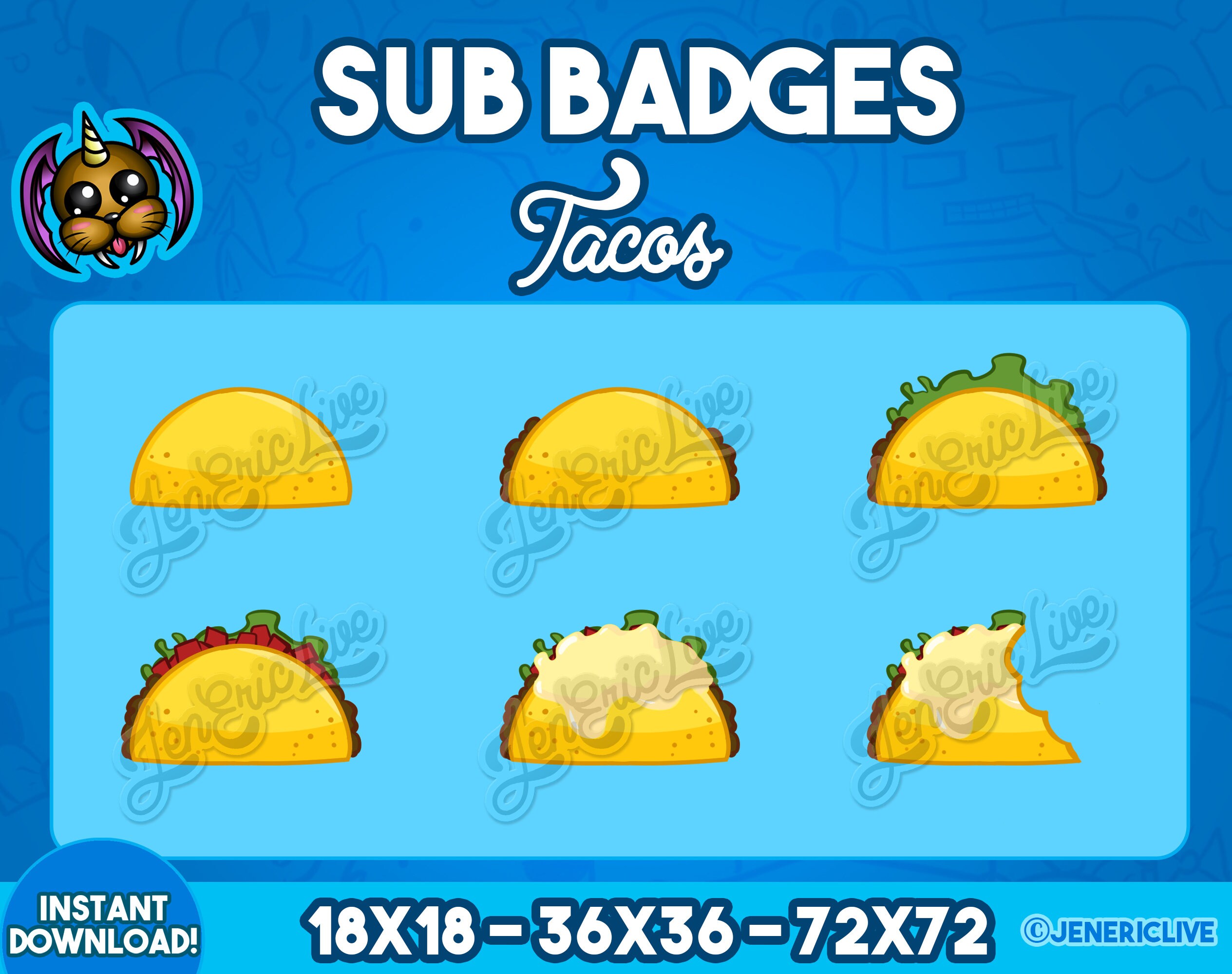 Art & Collectibles Digital Taco Badges Stream Taco Emote Twitch Emote ...