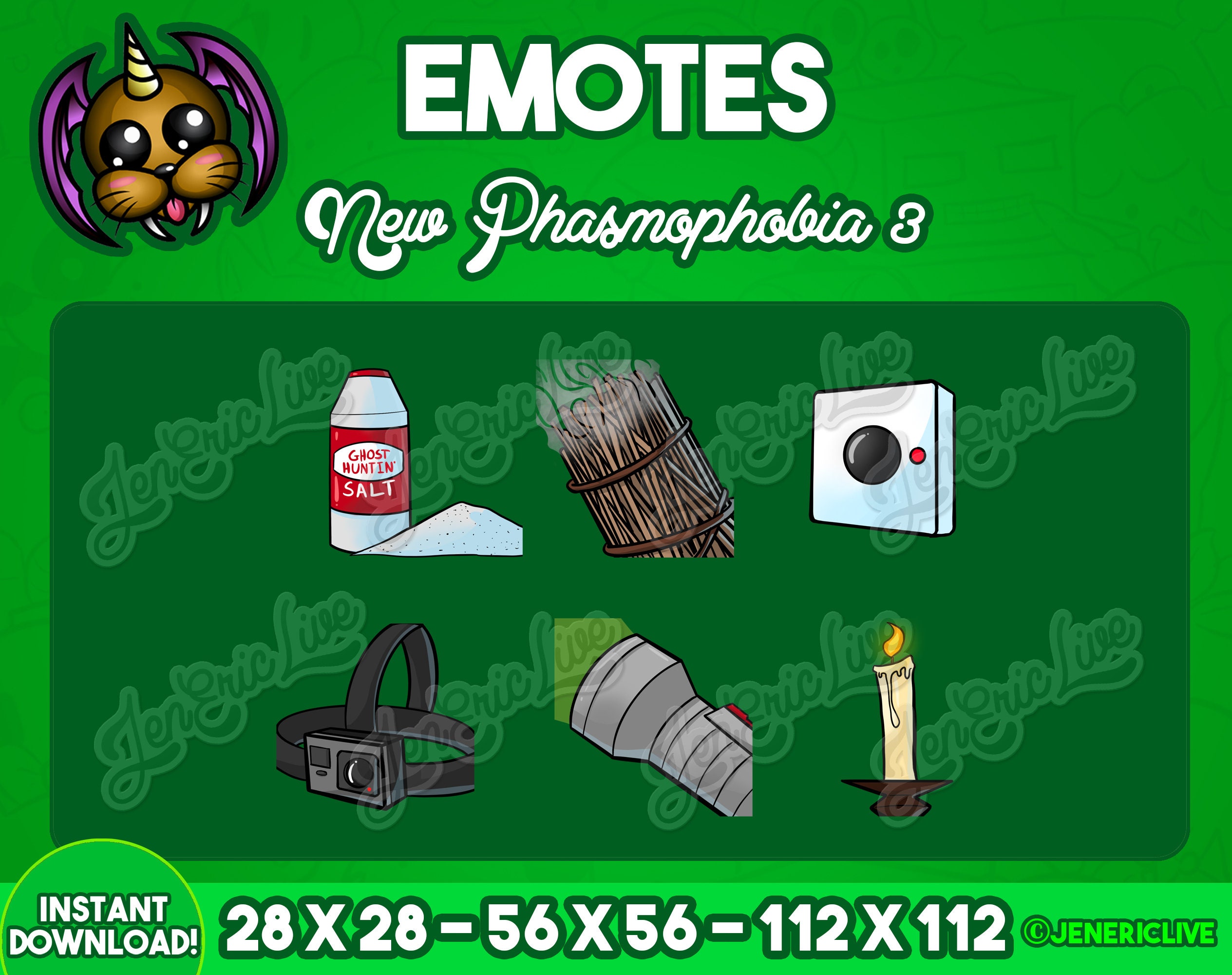Updated Phasmophobia Optional Equipment Twitch Emote / Evidence / Salt ...