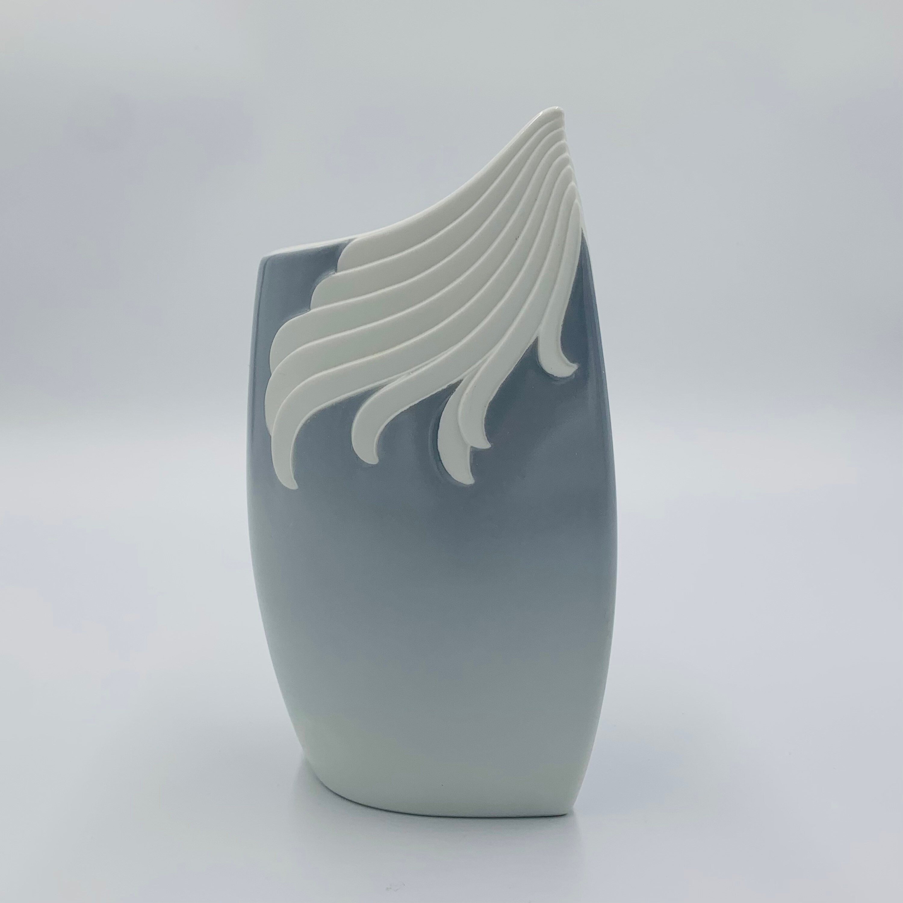 Vintage A. K. Kaiser Modernist MCM Blue Bisque Ornate Vase by Manfred ...