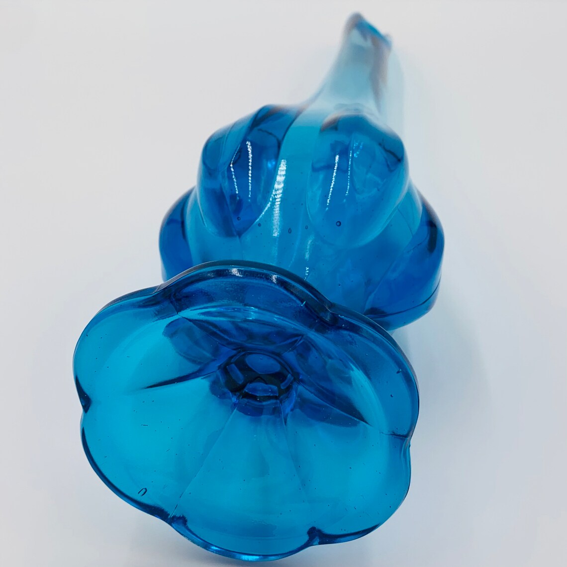 Vintage L E Smith Glass 6 Petal Blue 20 Swung Vase, Retro Vase, Hand ...
