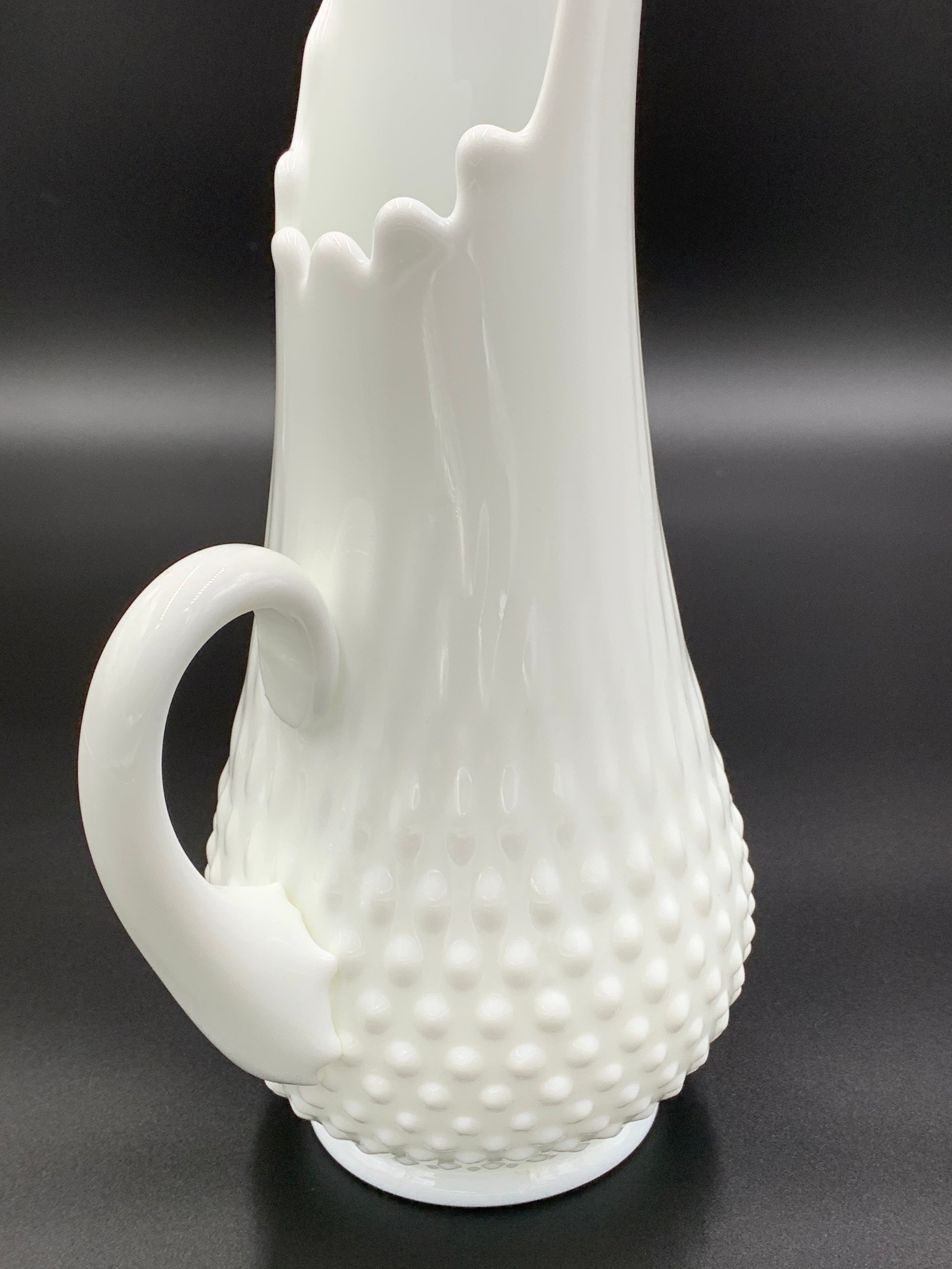 Vintage FENTON Hobnail White Milk Glass Pitcher Swung Stretch - Etsy