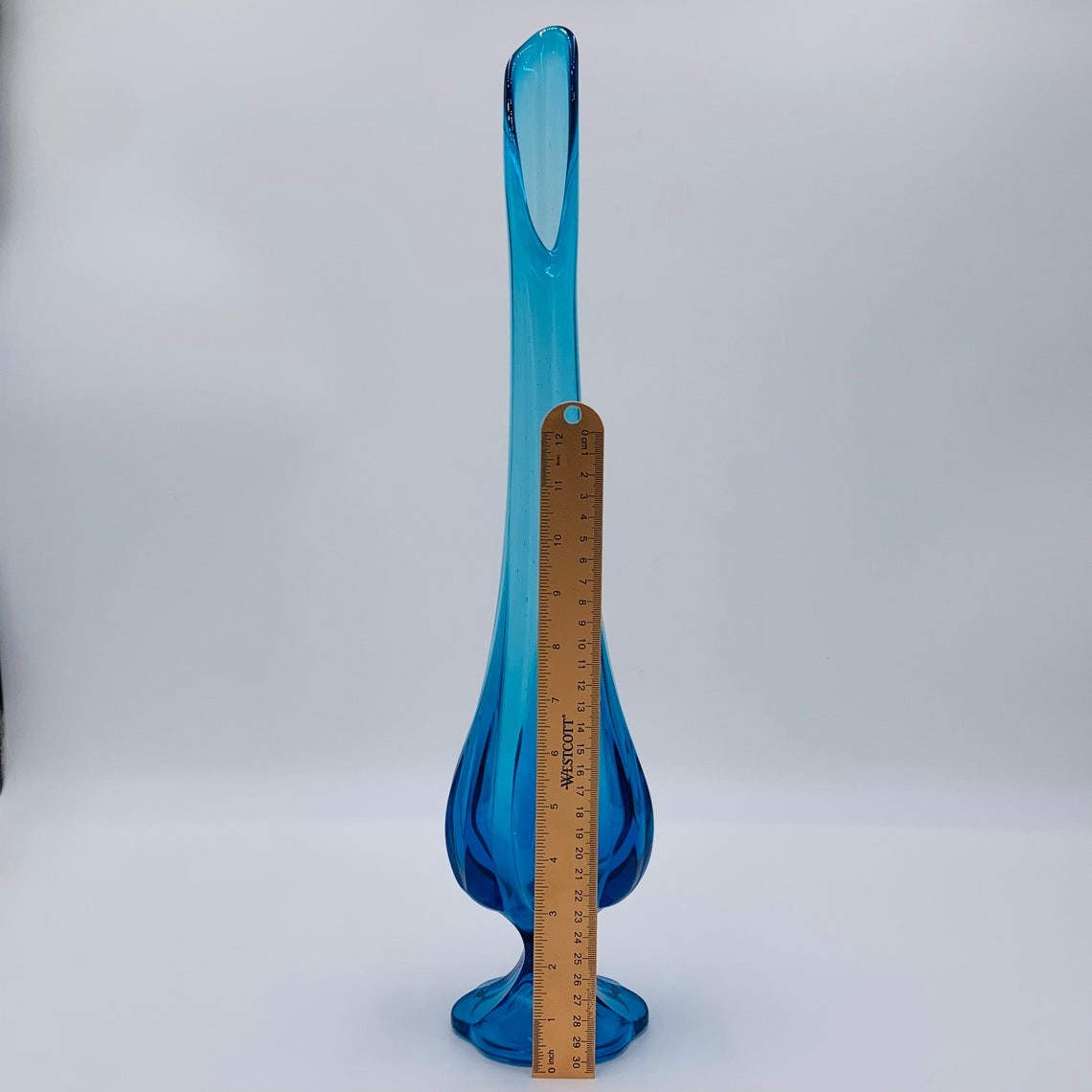 Vintage L E Smith Glass 6 Petal Blue 20 Swung Vase, Retro Vase, Hand ...