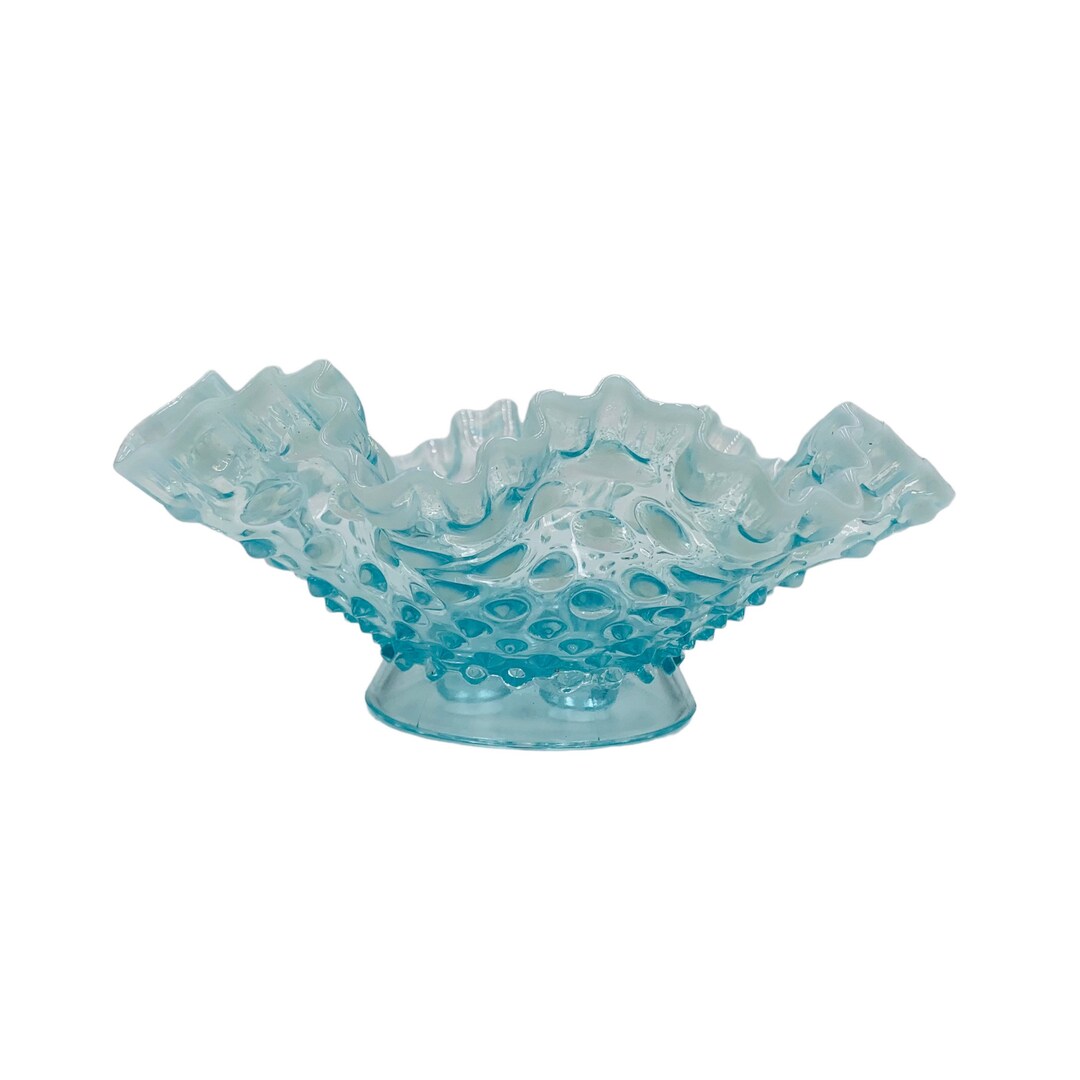 Vintage FENTON Blue Opalescent Hobnail Epergne Vase, Base Only, No ...