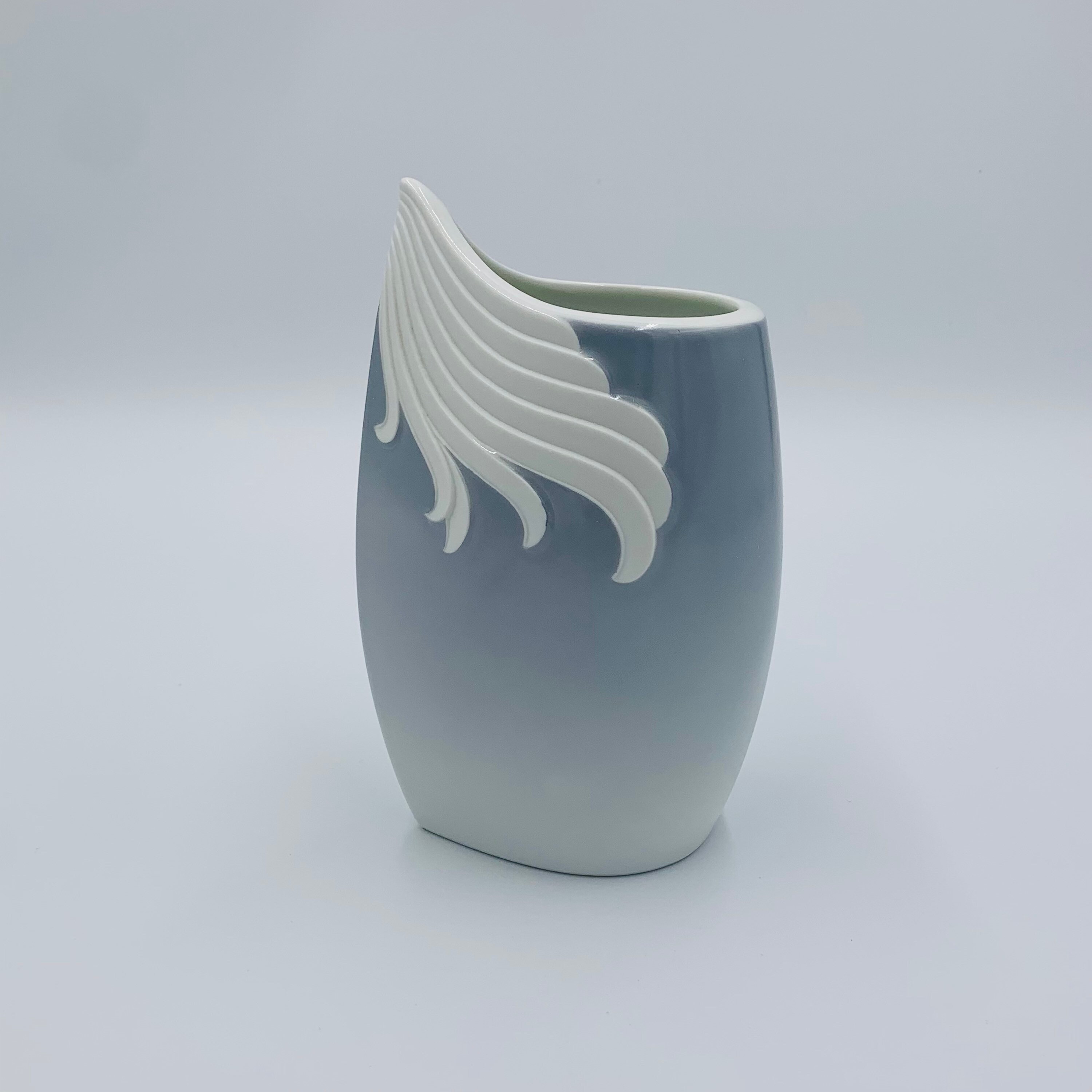 Vintage A. K. Kaiser Modernist MCM Blue Bisque Ornate Vase by Manfred ...