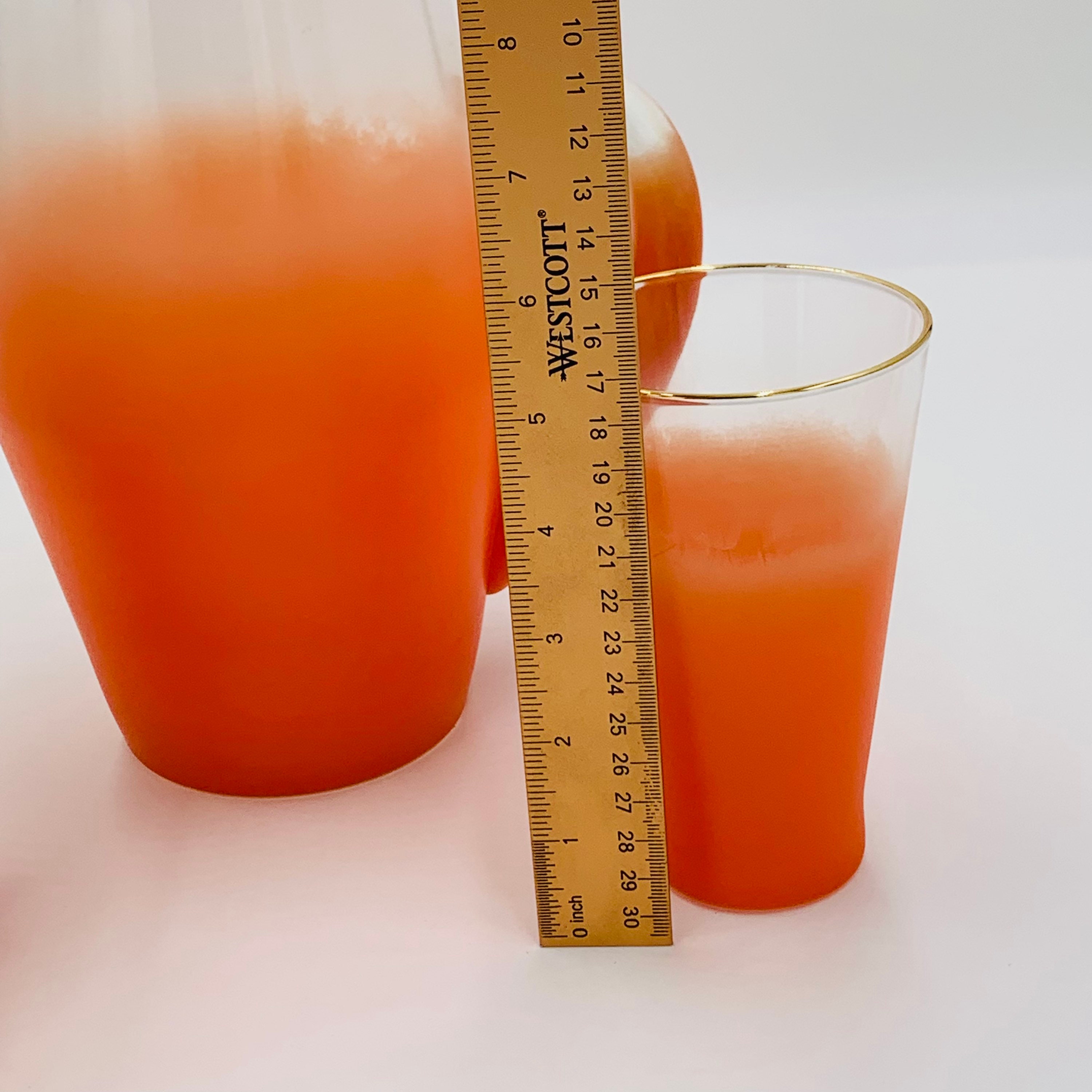 Vintage BLENDO 60s Retro Orange Pink Pitcher and Glasses Set - Etsy