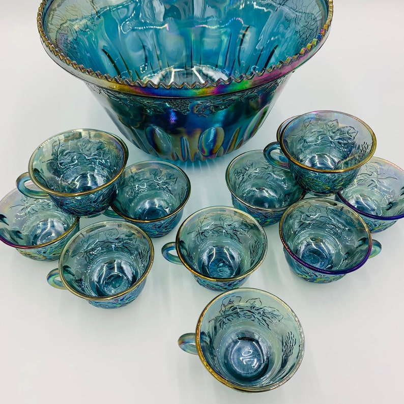 Vintage INDIANA Glass princess Blue Carnival Thirteen 13 - Etsy