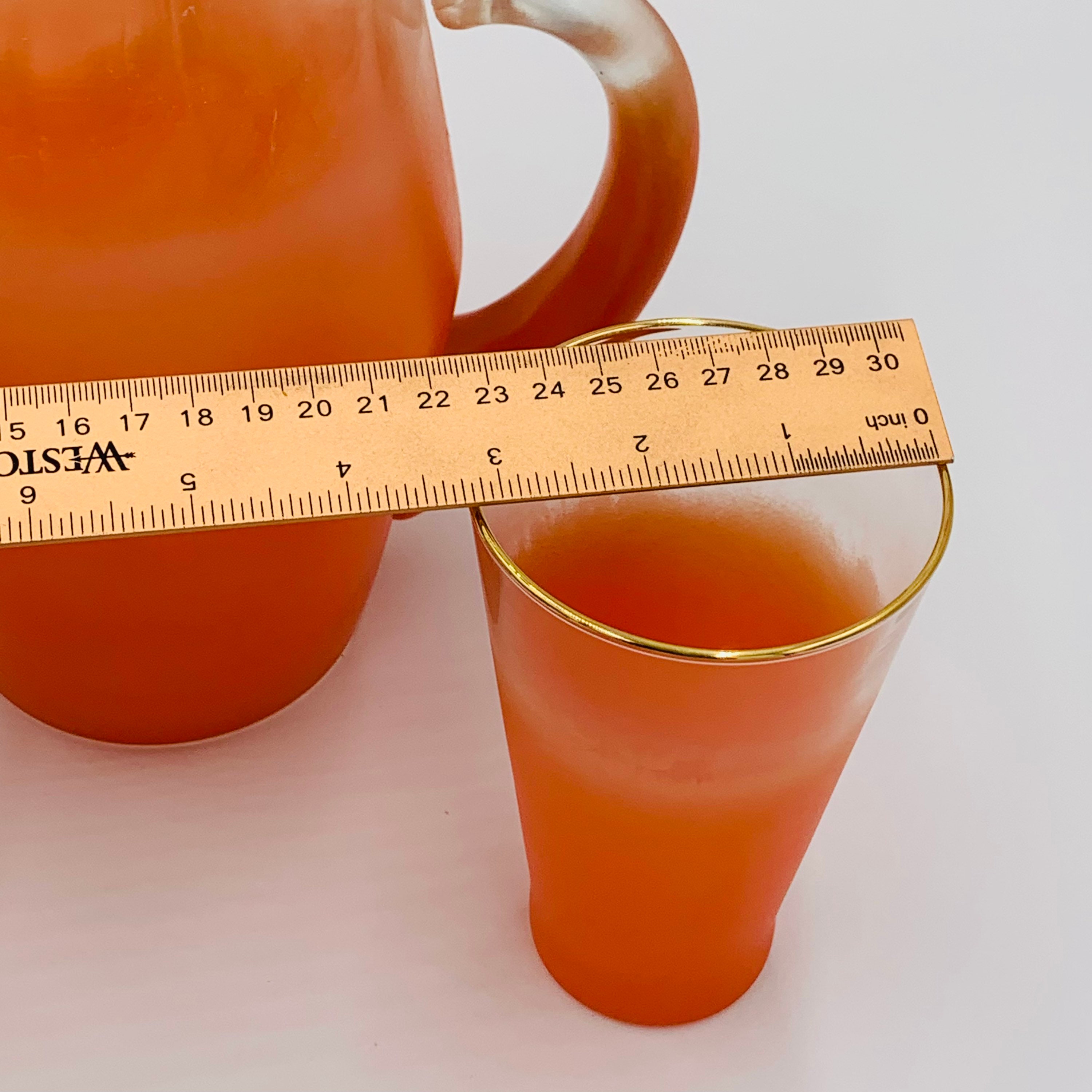 Vintage BLENDO 60s Retro Orange Pink Pitcher and Glasses Set - Etsy