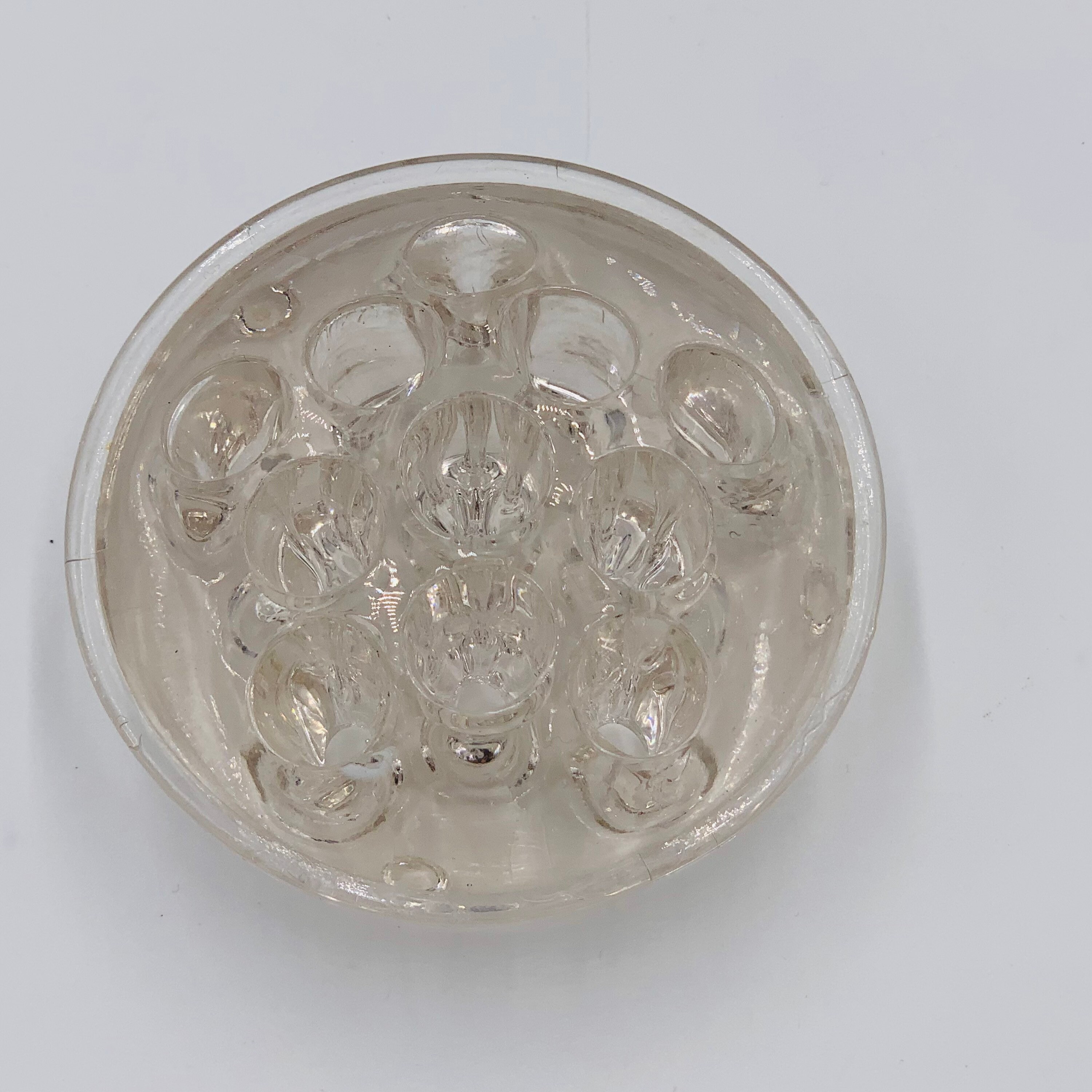 Vintage MCM Flower Arrangement Frog, Clear Glass, Floral Frog, 11 Holes ...