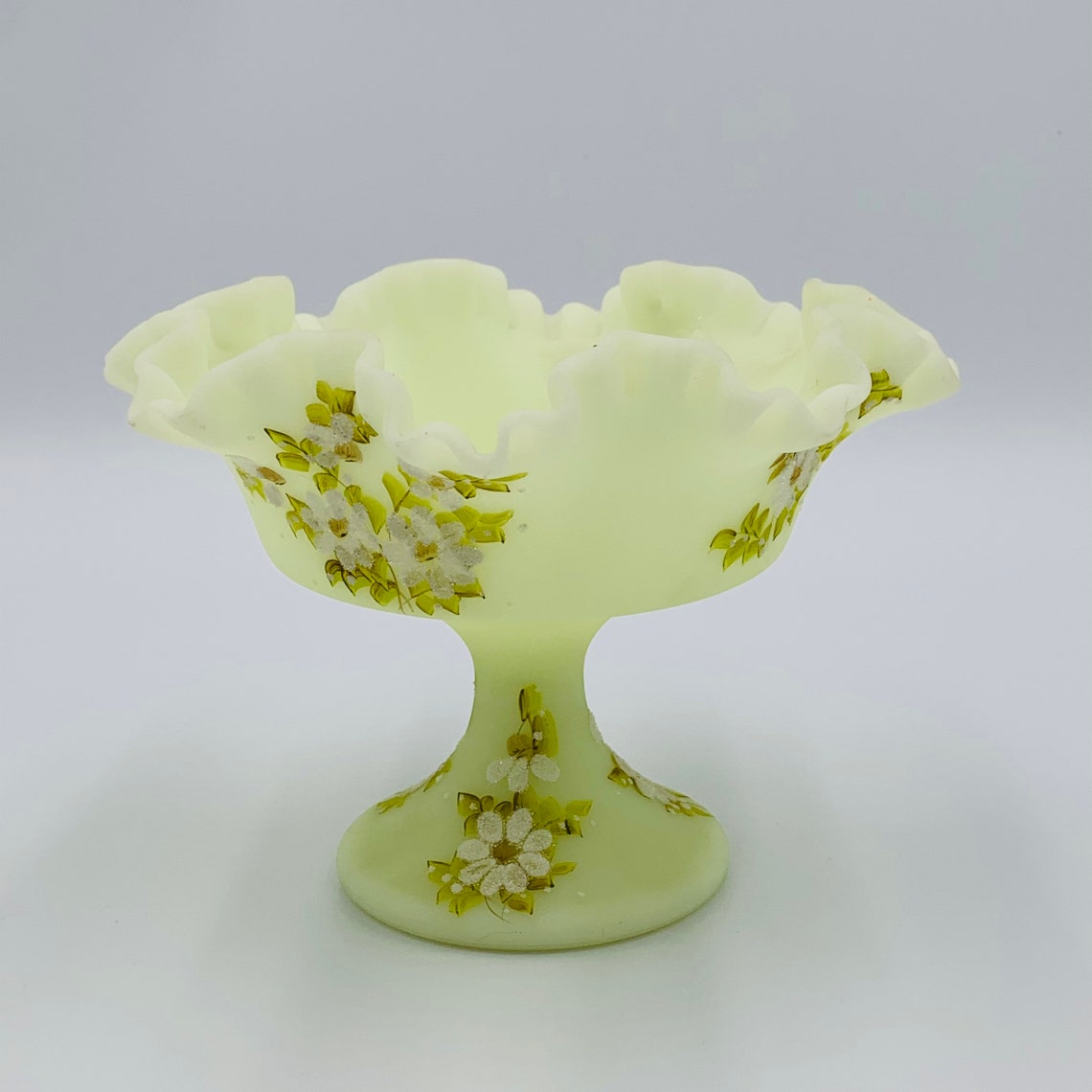 Vintage FENTON Custard Burmese Uranium Vaseline Glass With - Etsy
