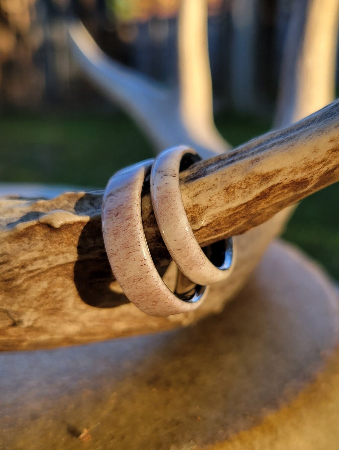 Deer Antler and Stainless Steel Ring - Etsy