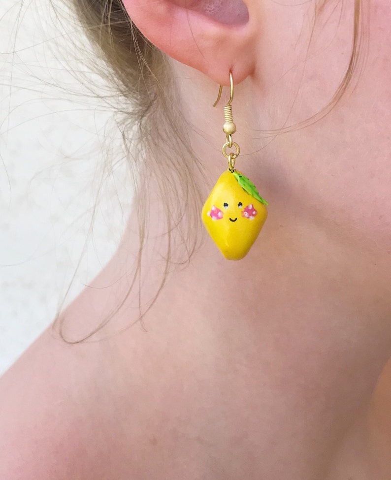 Lemon Earrings With Blush - Etsy