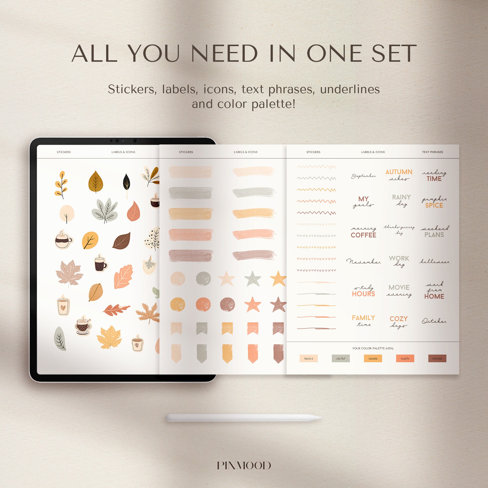 Fall Aesthetic Digital Stickers Autumn Icons Goodnotes Stickers Digital ...