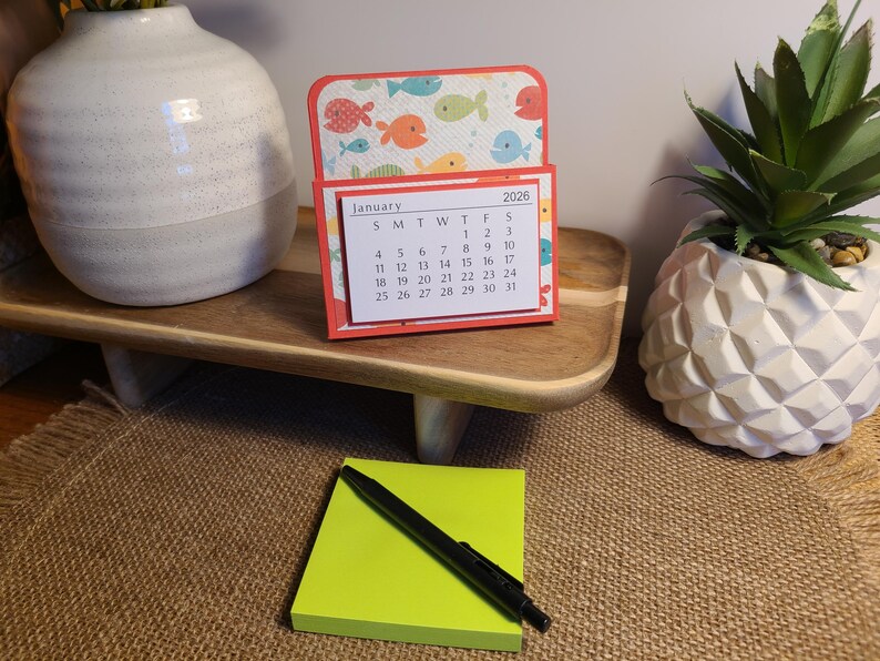 2026 Colorful Fish Calendar, Sticky Note Holder, Desktop Organizer - Etsy