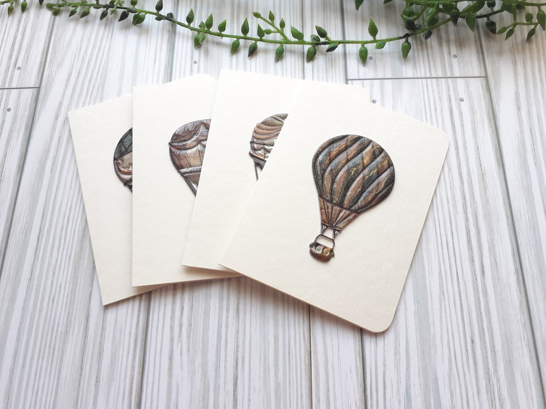 Vintage Style Hot Air Balloon Mini Note Cards Blank Cards - Etsy