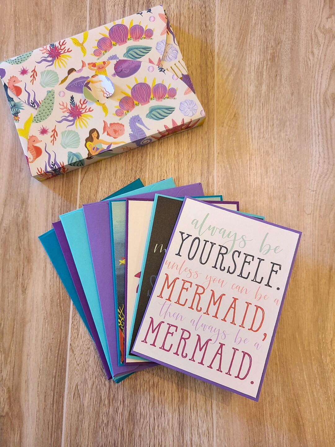 Mermaid Mini Note Card Set: Gift Enclosure Cards, Set of 4 - Etsy