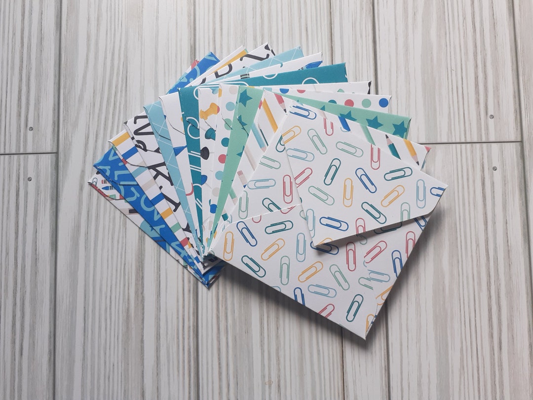 Back to School Mini Envelopes, Blank Cards, Gift Envelopes, Set of 12 ...
