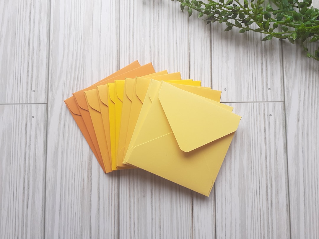 Citrus Mini Envelopes, Yellow and Orange Envelopes, Set of 10, 3" X 3 ...