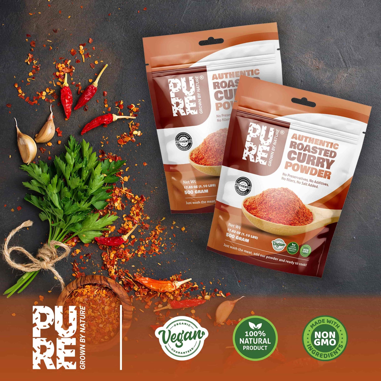 PURE Authentic Roasted Curry Powder – 500g , Fresh Natural Roasted ...