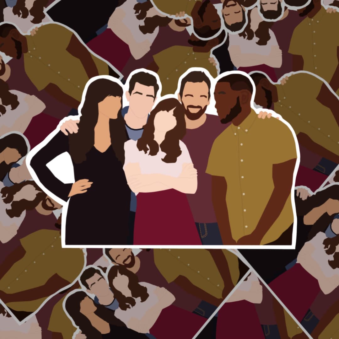 New Girl Cast Sticker | Cece Schmidt Jess Nick Winston | Cute Stickers ...