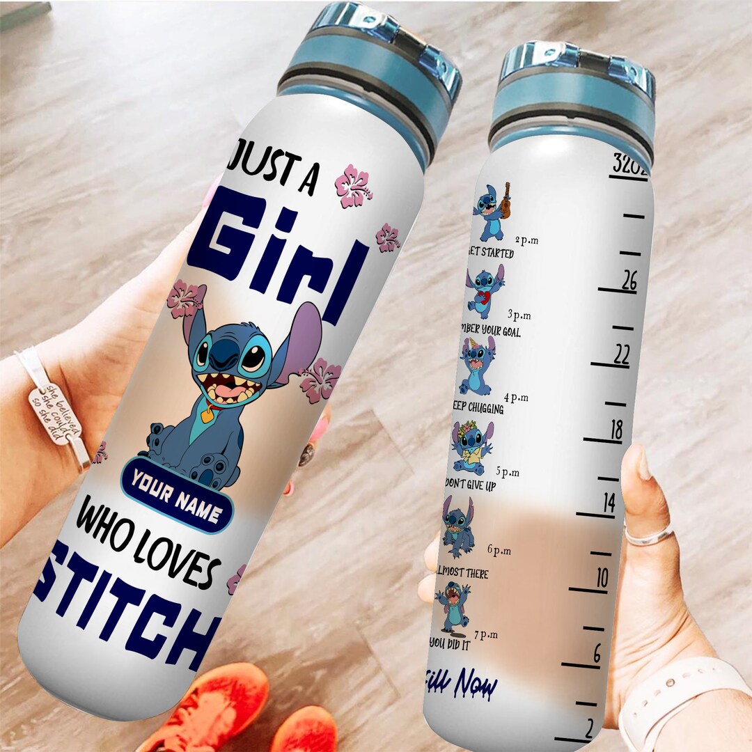 Personalized Stitch Water Bottle, Stitch Water Tracker Bottle, Stitch ...