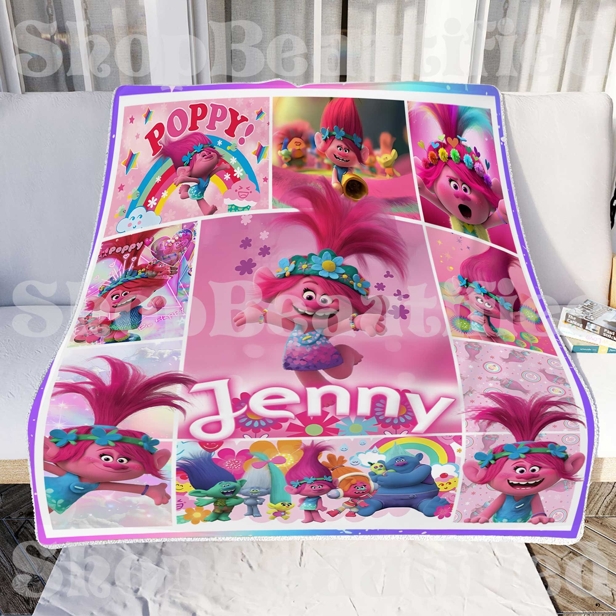 Custom Trolls Quilt Blanket, Poppy Trolls Blanket, Personalized Name ...