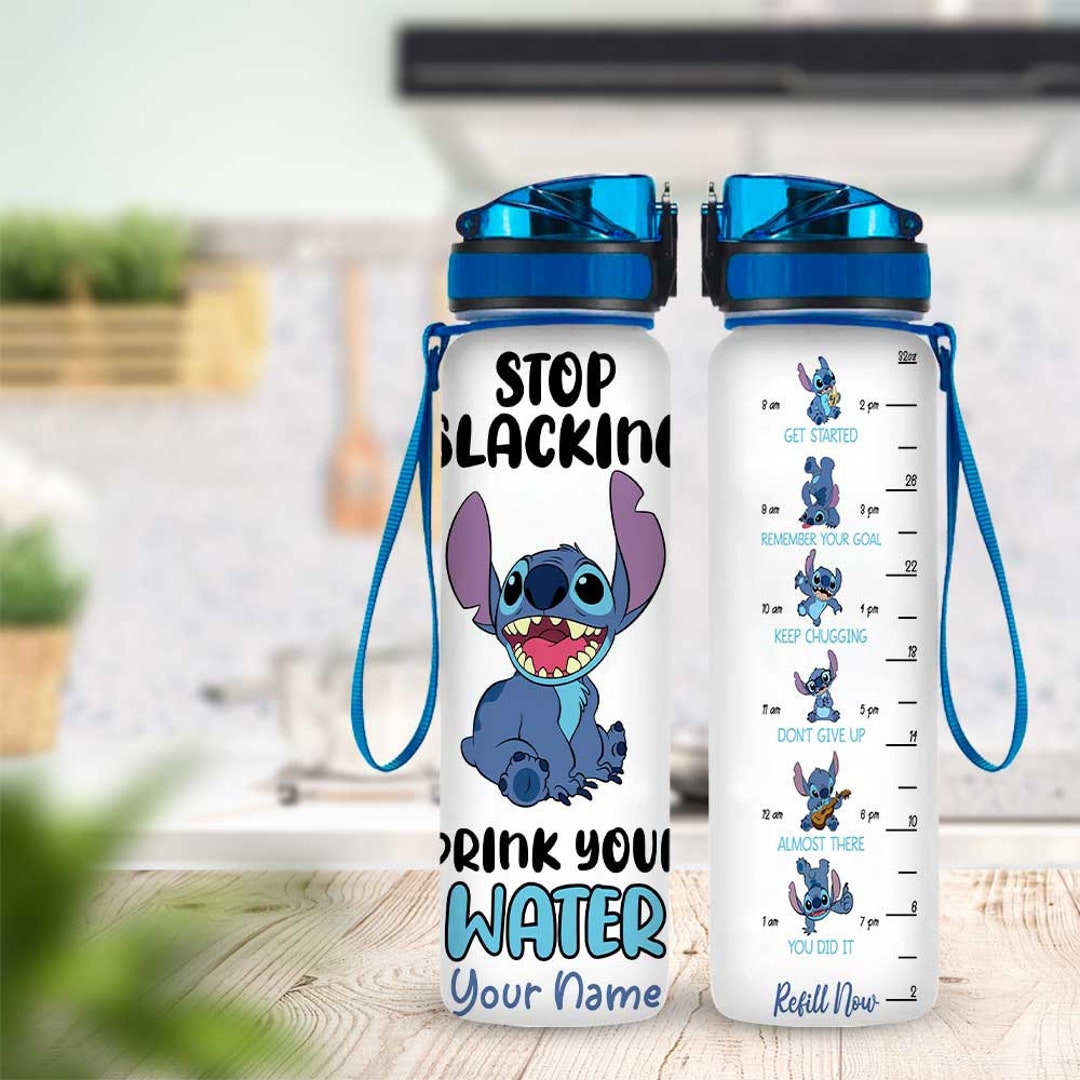 Custom Stitch Water Tracker Bottle, Personalized Stitch Water Bottle, Stitch Bottle, Disney ...