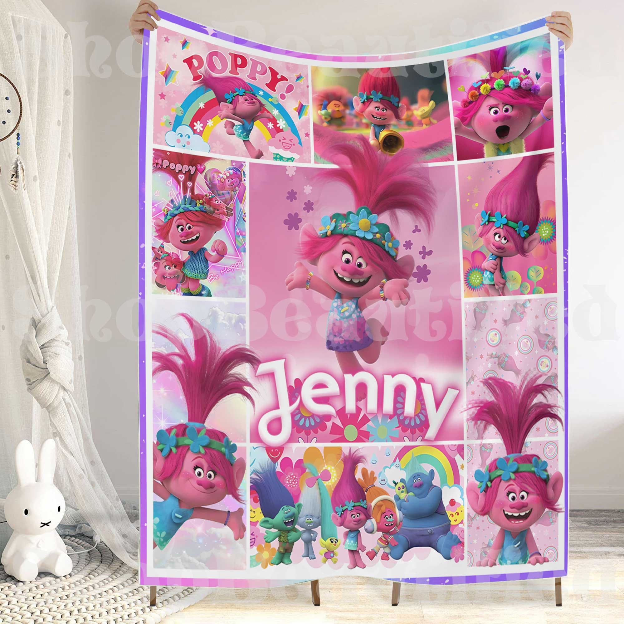 Custom Trolls Quilt Blanket, Poppy Trolls Blanket, Personalized Name ...