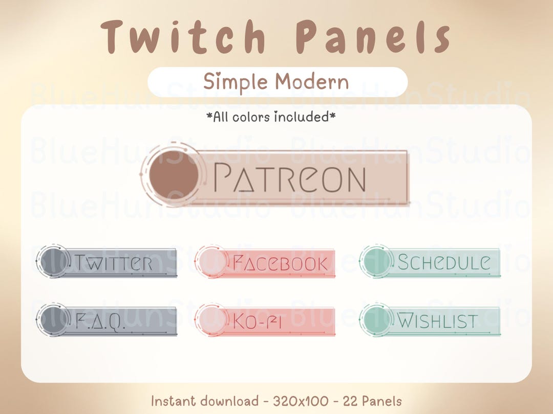 Simple Modern Twitch Panels Stream Overlay Starter Kit Layout Pack ...