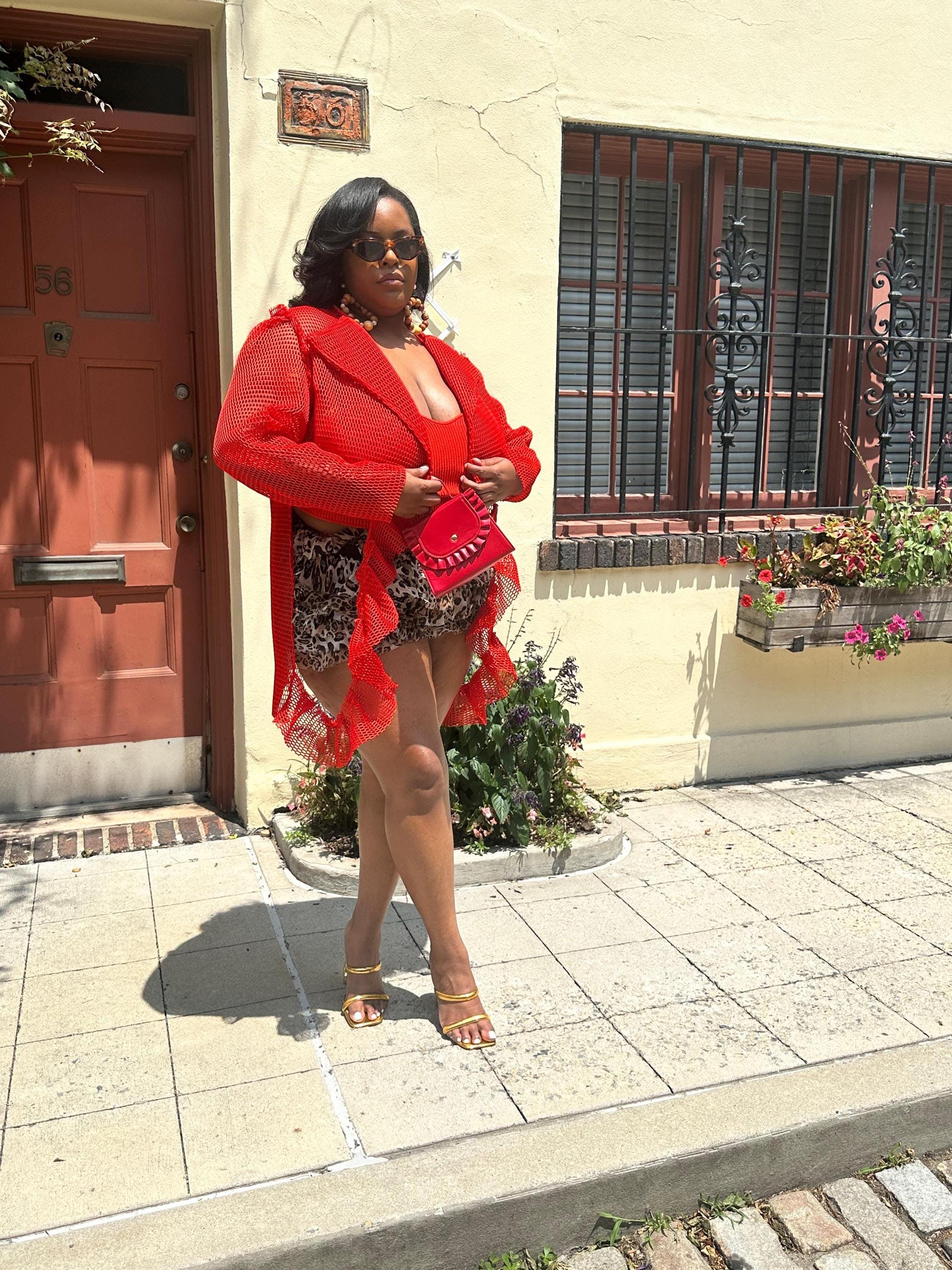 The Soph 2.0 Plus Size Fish Net Top With Ruffles Connecting the Front ...