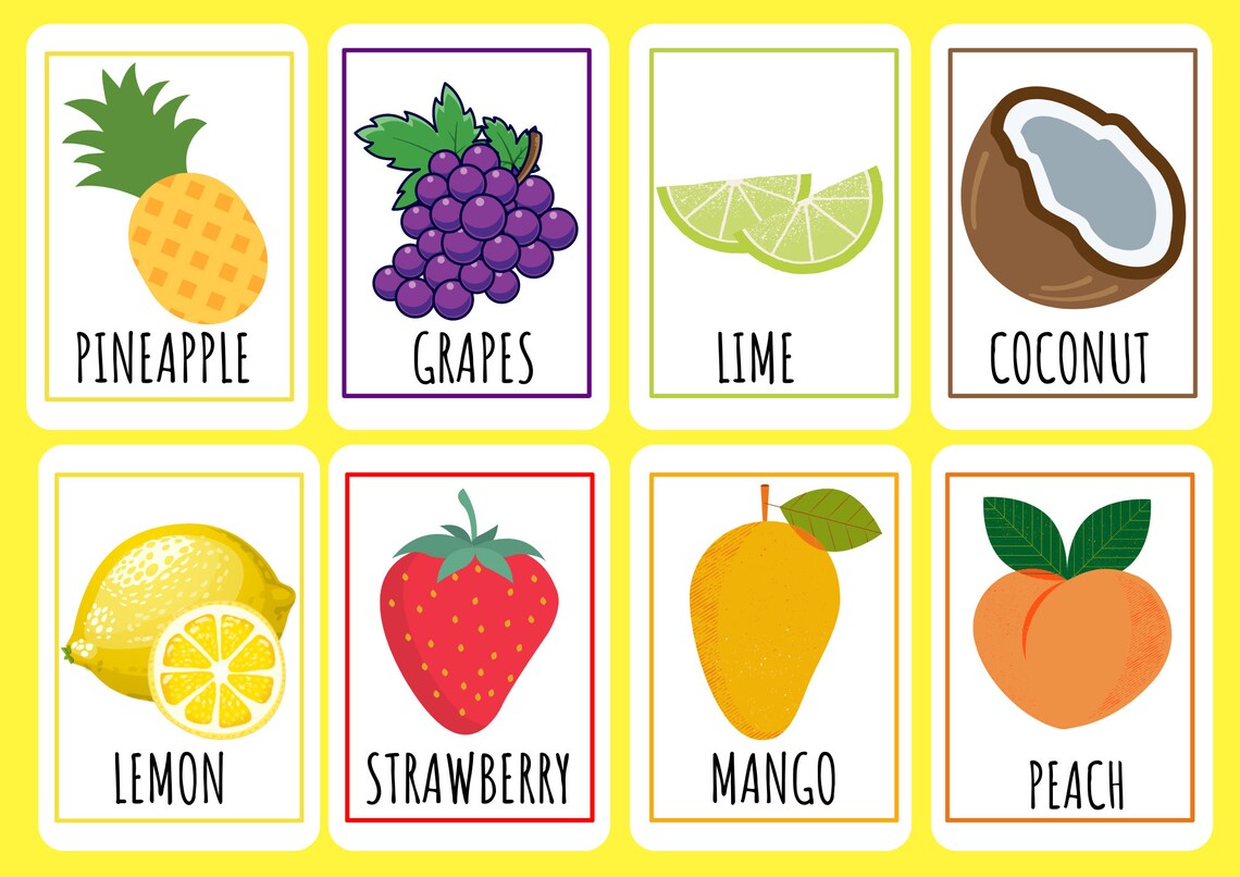 16 Fruit Flash Cards, Printable Flash Cards, Fruit, Educational - Etsy
