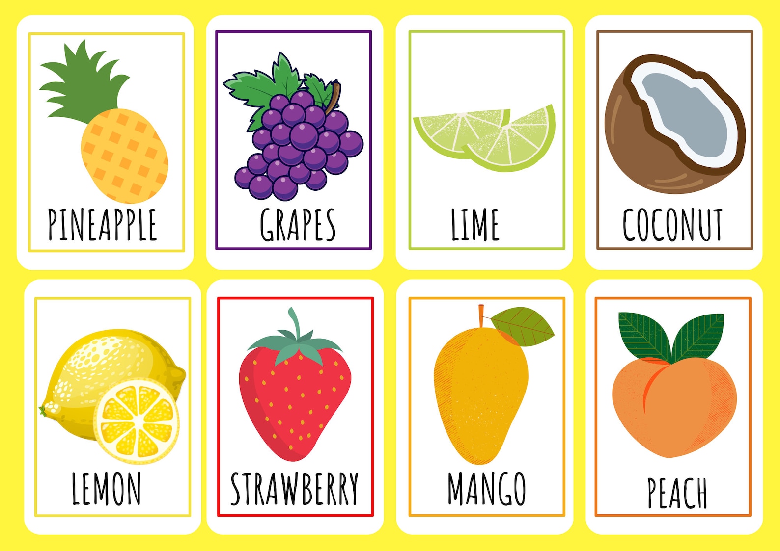 16 Fruit Flash Cards, Printable Flash Cards, Fruit, Educational - Etsy