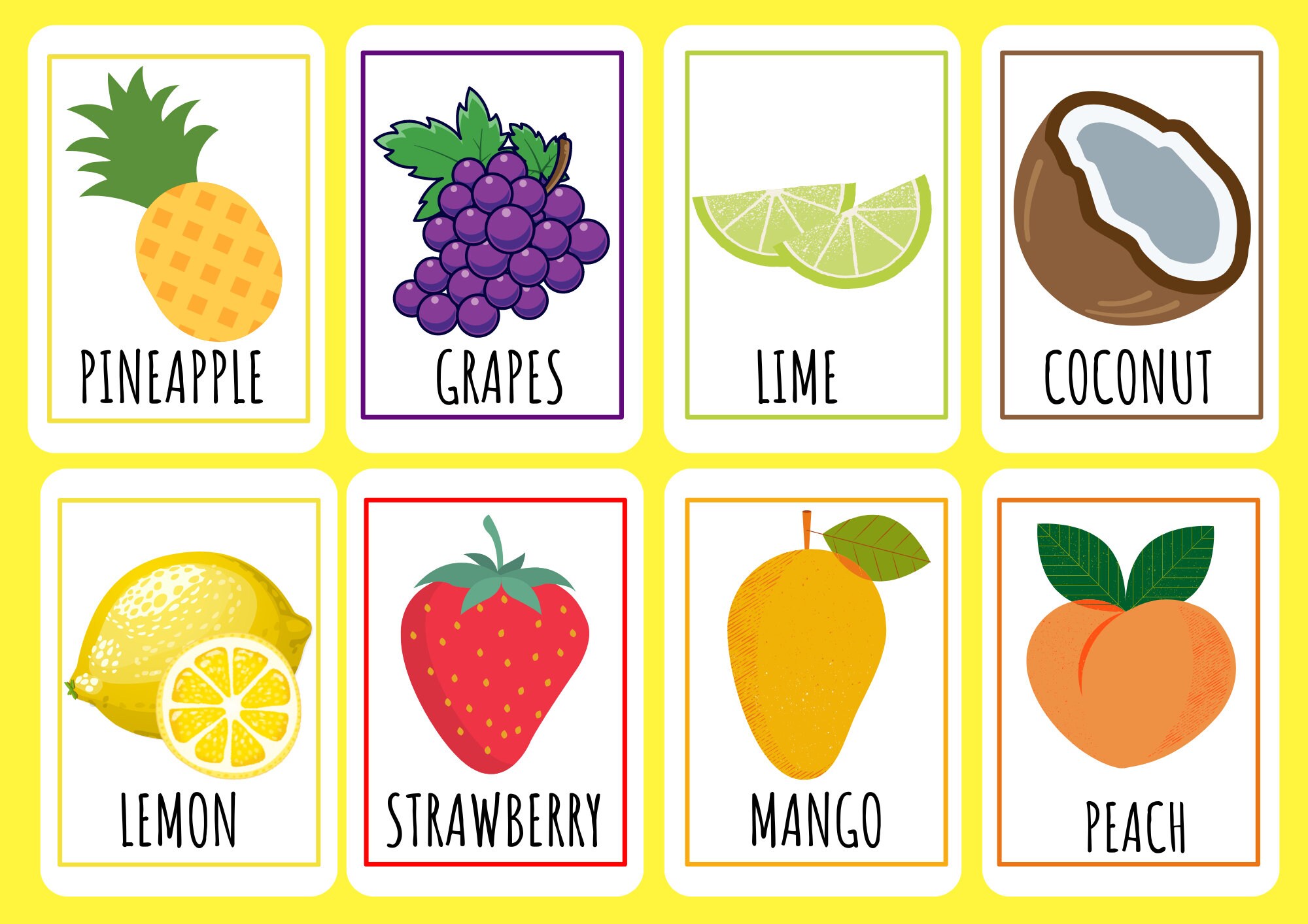 16 Fruit Flash Cards, Printable Flash Cards, Fruit, Educational - Etsy