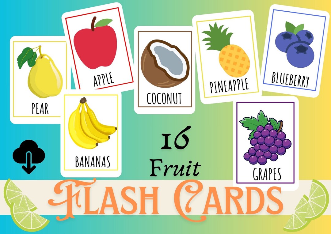 16 Fruit Flash Cards, Printable Flash Cards, Fruit, Educational - Etsy