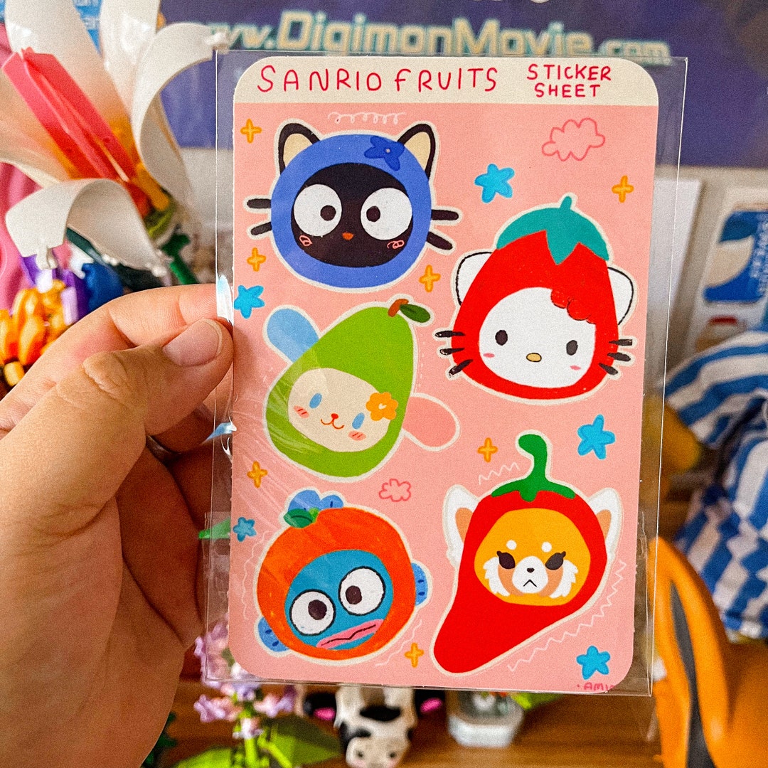 Sanrio Fruit Character Sticker Sheet Glossy Vinyl - Etsy