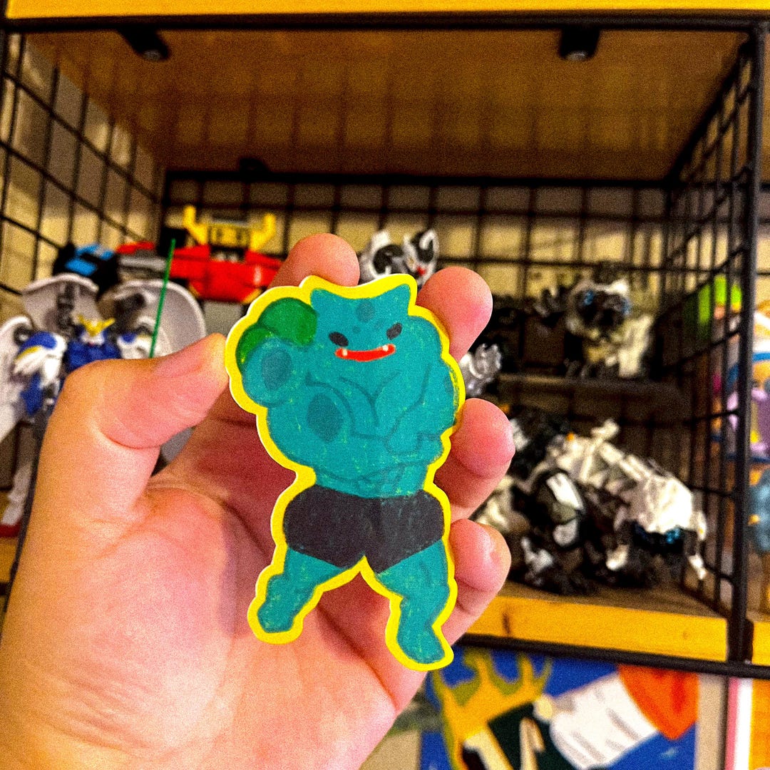 Buff Bulbasaur Pokemon Sticker | Funny Vinyl Sticker for Fans ...