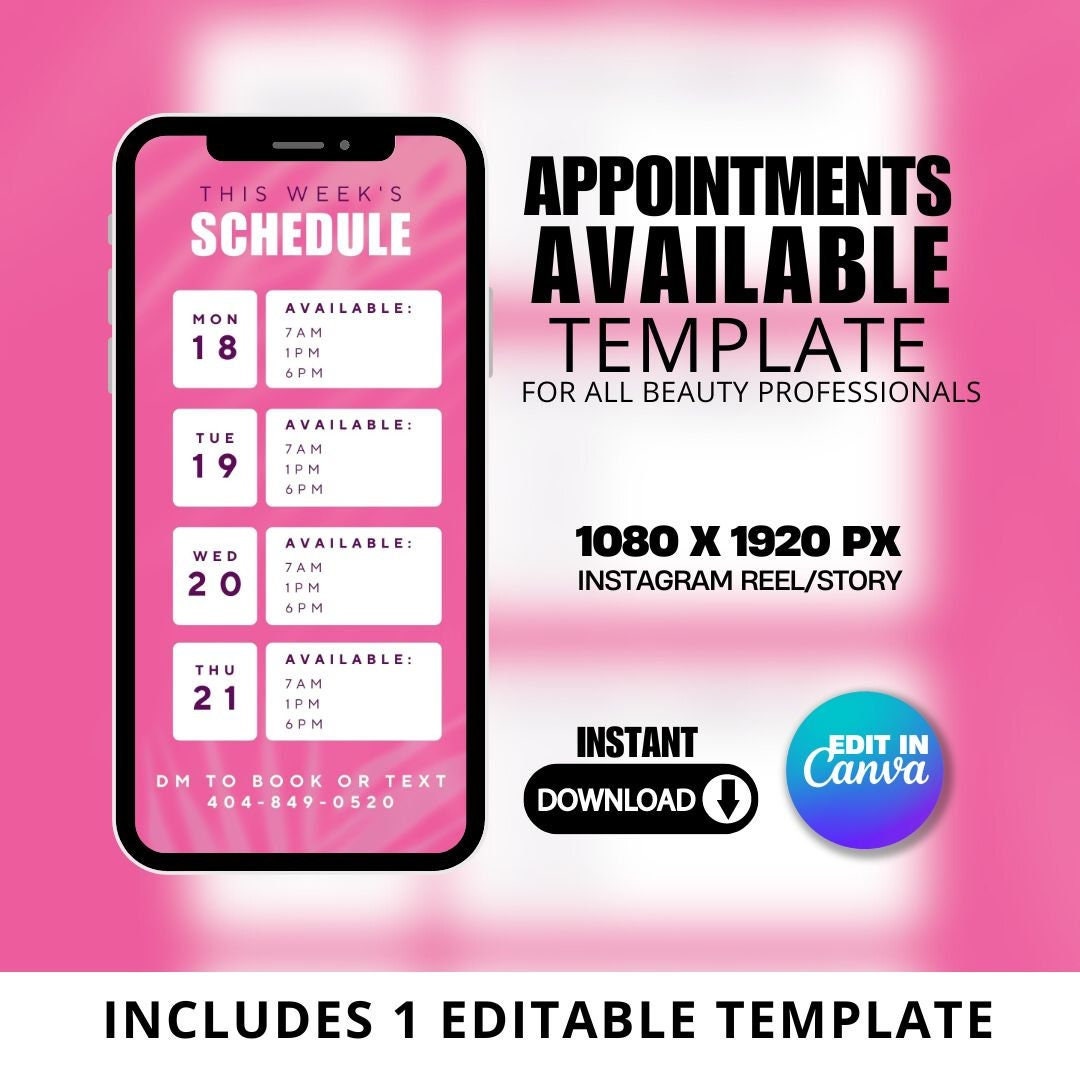 DIY Appointments Available Template, Editable Book Now Flyer, Premade ...