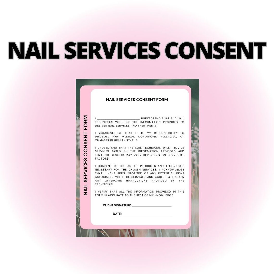 Nail Tech 3 in 1 Bundle Client Record Intake Tracker Form Service ...