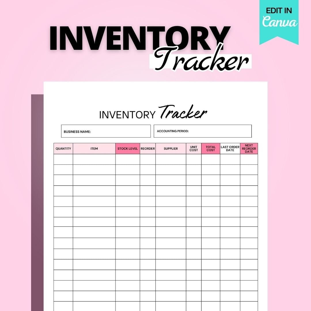 Inventory Management Tracker System Nail Tech Editable Canva Template ...