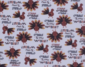 Gobble Turkeys Fabric Gobble Funny Turkey Thanksgiving by Khaus Fall ...