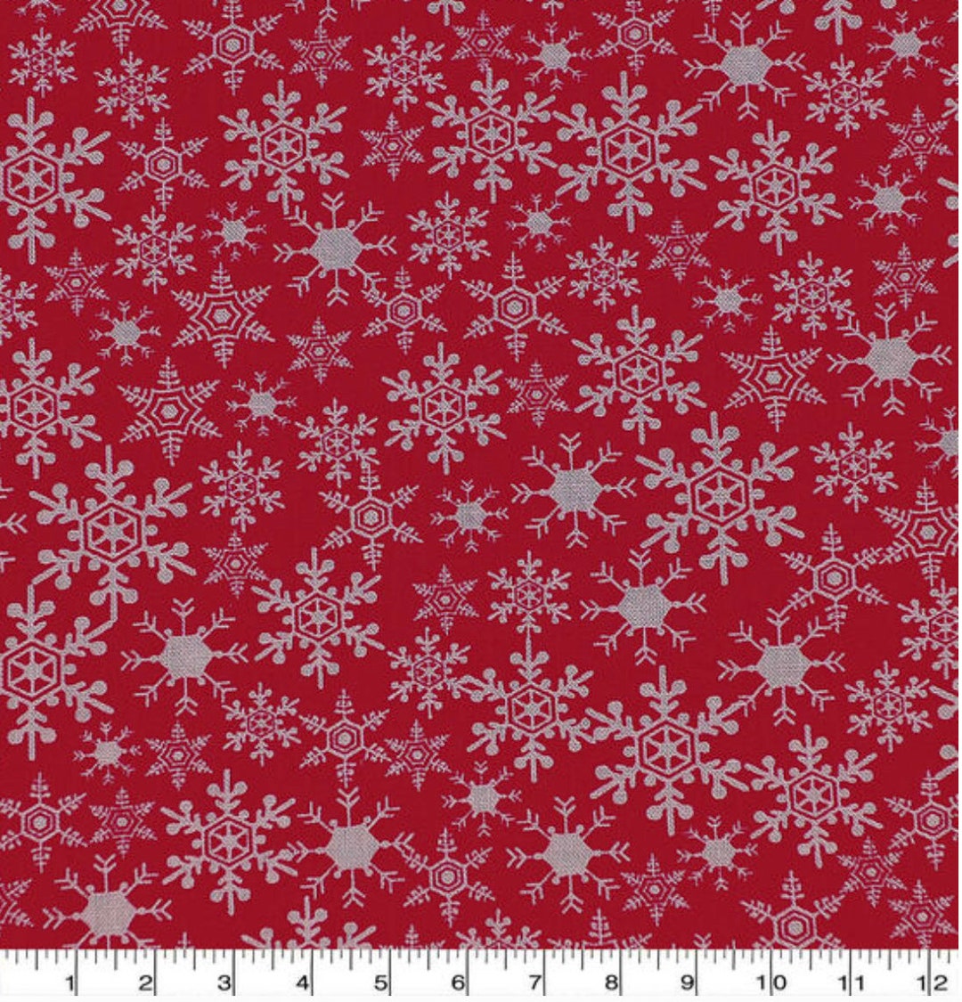 Red Snowflake Christmas Fabric by the Yard Half Yard Full Yard 44" - Etsy