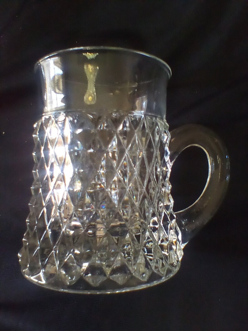Vintage Indiana Glass Clear Diamond Point Mugs Set of 6 - Etsy