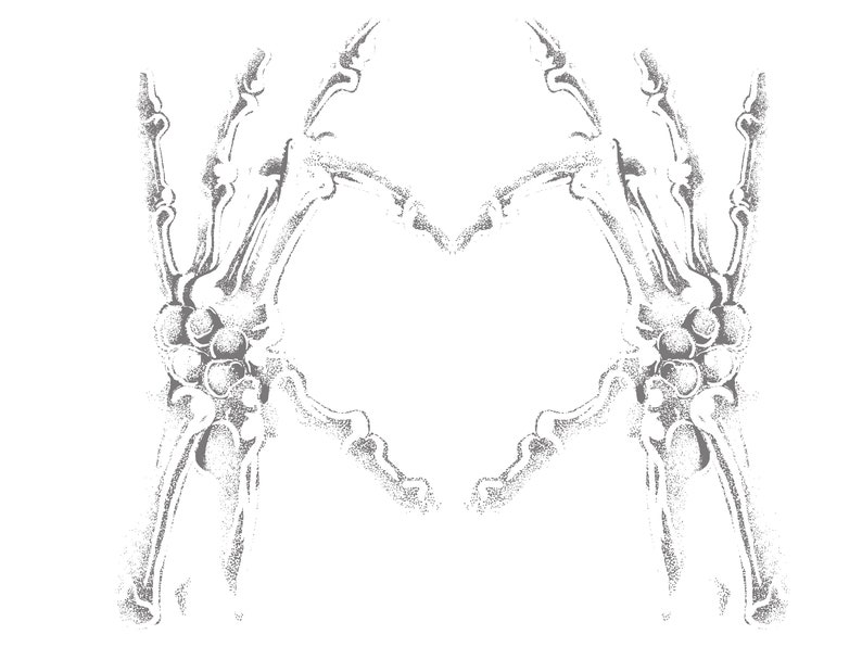 Skeleton Heart Hands/halloween/stippling/dot Art/file in - Etsy