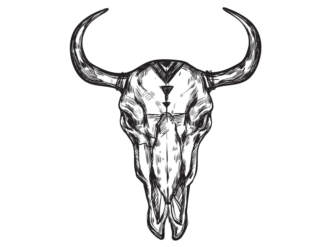 Cow Skull Line Art/plotter/cut Vinyl/digital Drawing/eps/png/cricut/cut ...