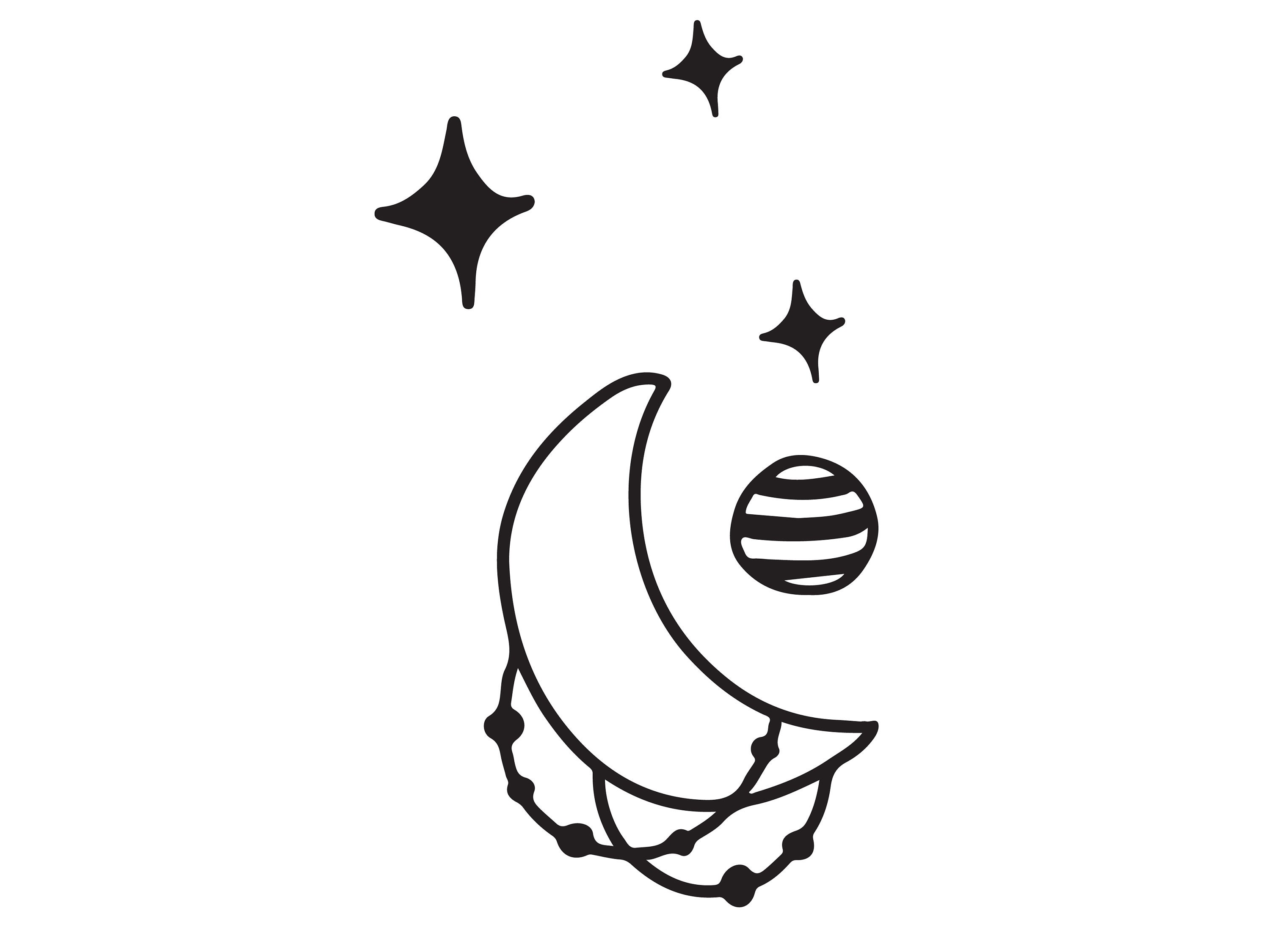 Moon and Stars Line Art/digital Drawing/eps/png/cricut/cut - Etsy