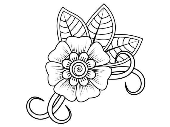 Henna Flower Outline/line | Etsy