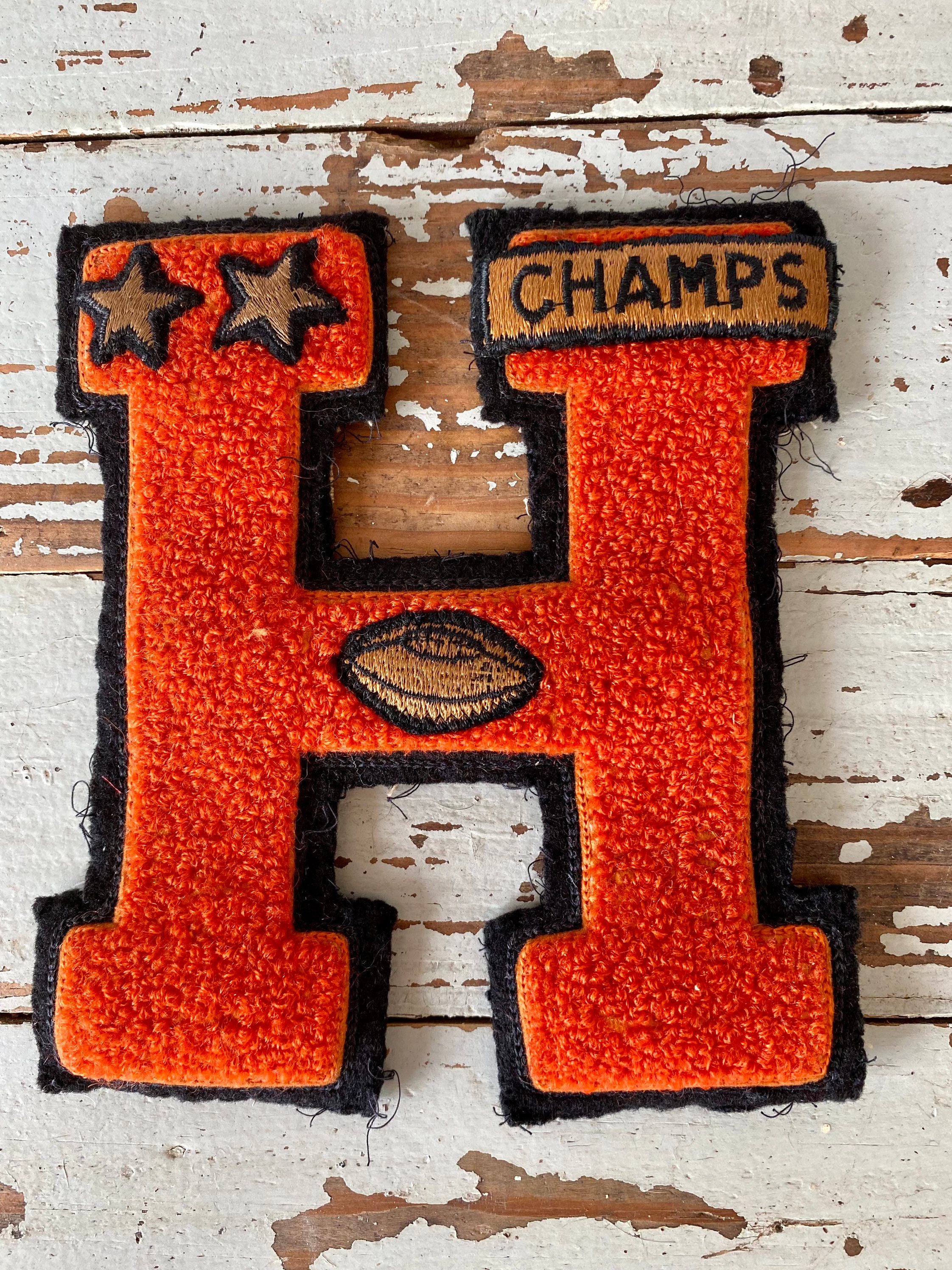 Vintage varsity Football letter/letterman jacket patch/orange | Etsy