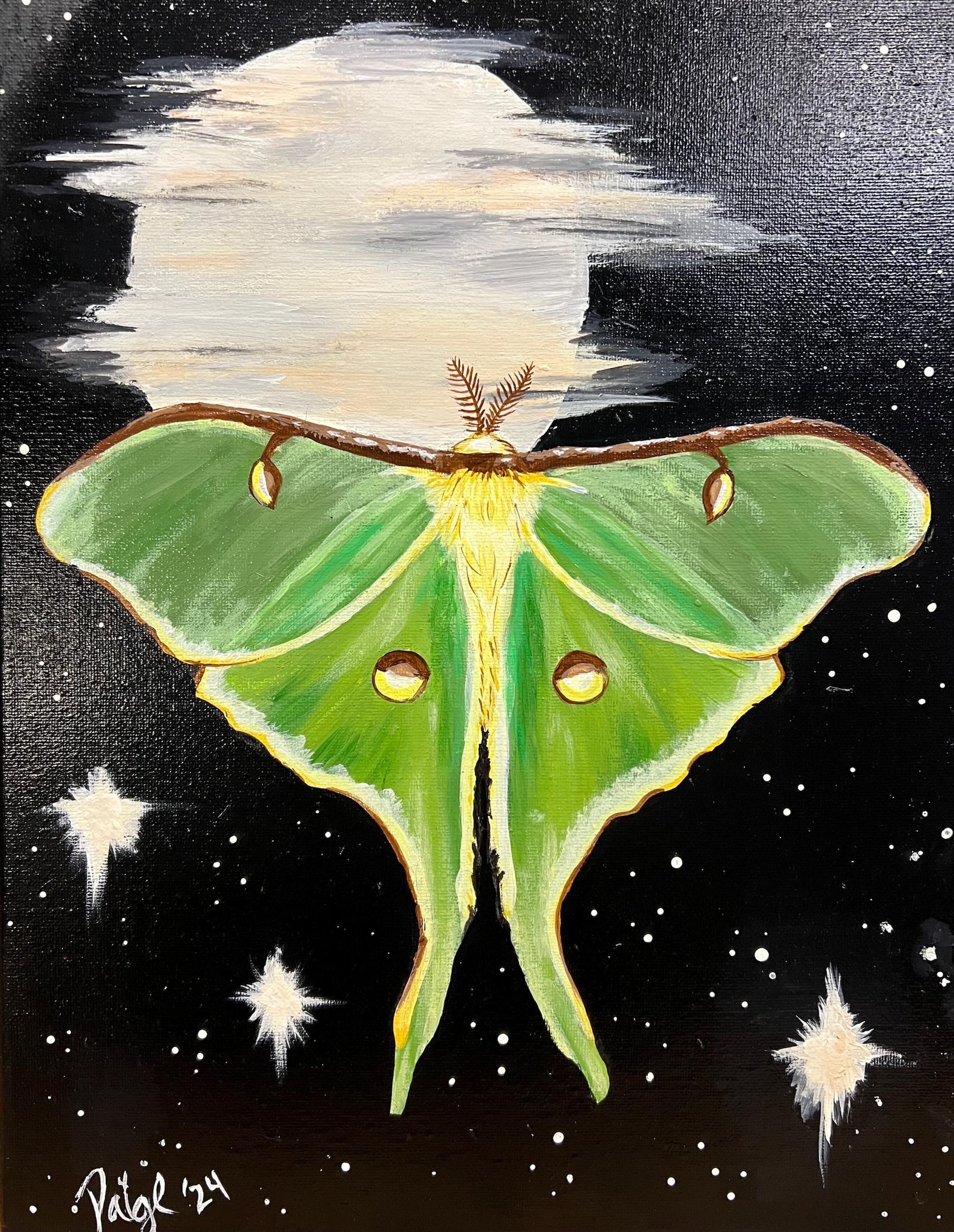 Luna Moth Painting - Etsy