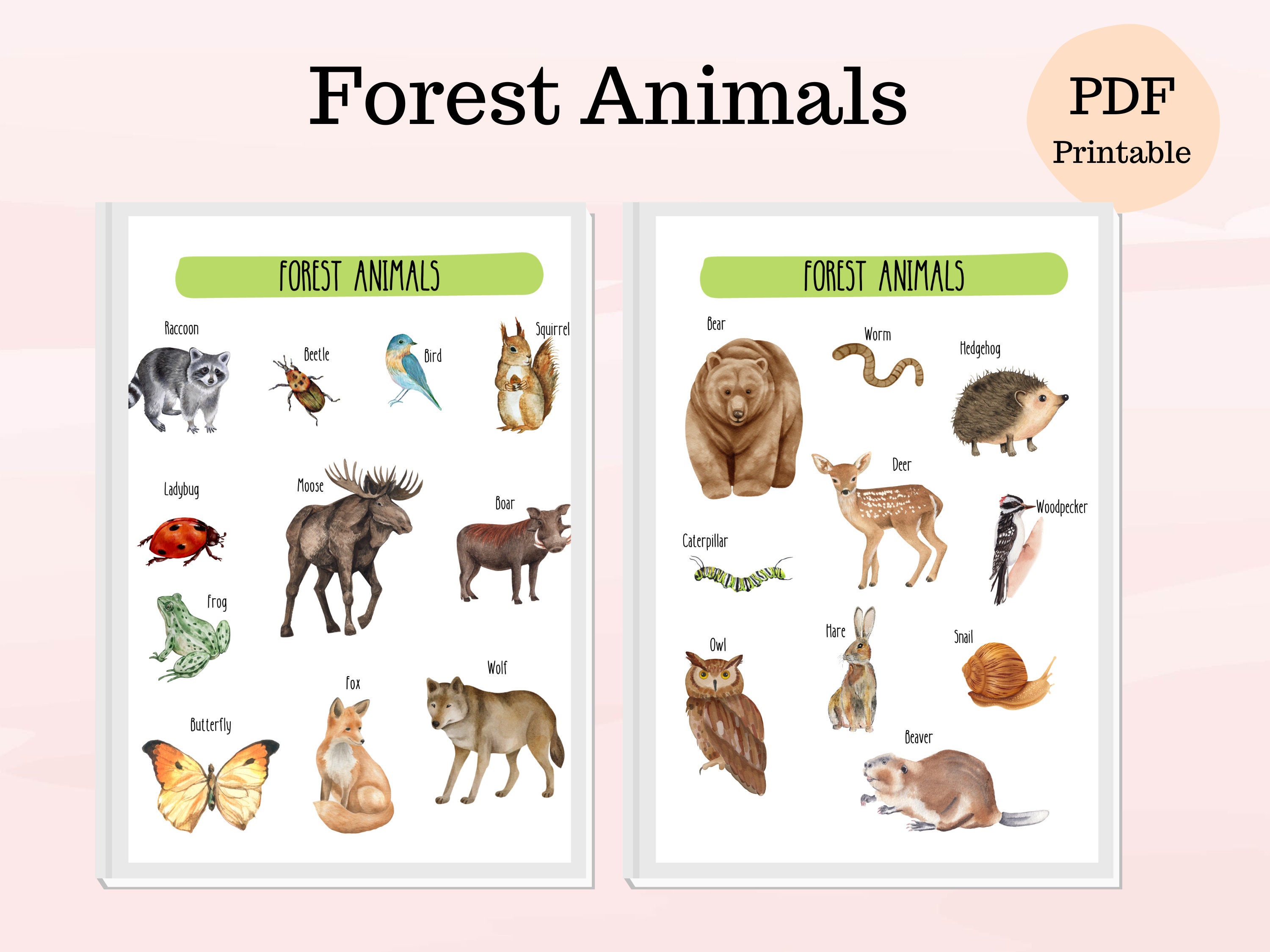 Enchanting Forest Animal Printable Set Adorable for Nature-loving ...