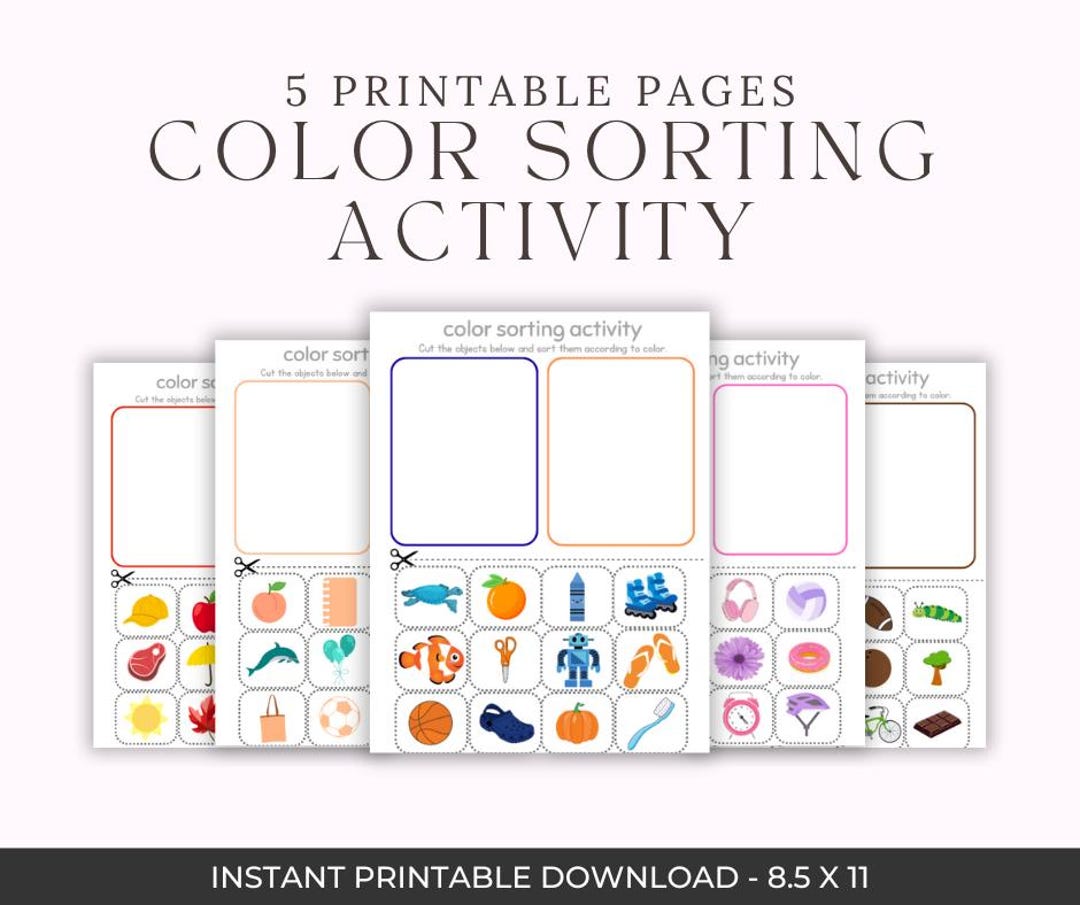 Color Sorting Activity for Kids – 5 Printable Pages, Sort Colors in ...